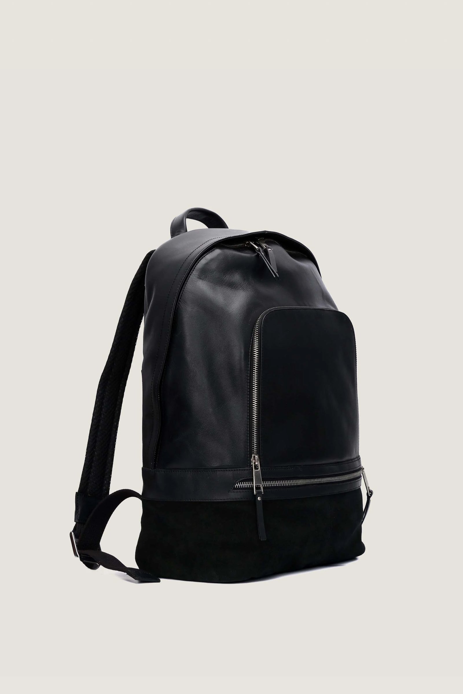 Classic Leather Backpack | Black | Nappa and Suede Leather | Cotton ...