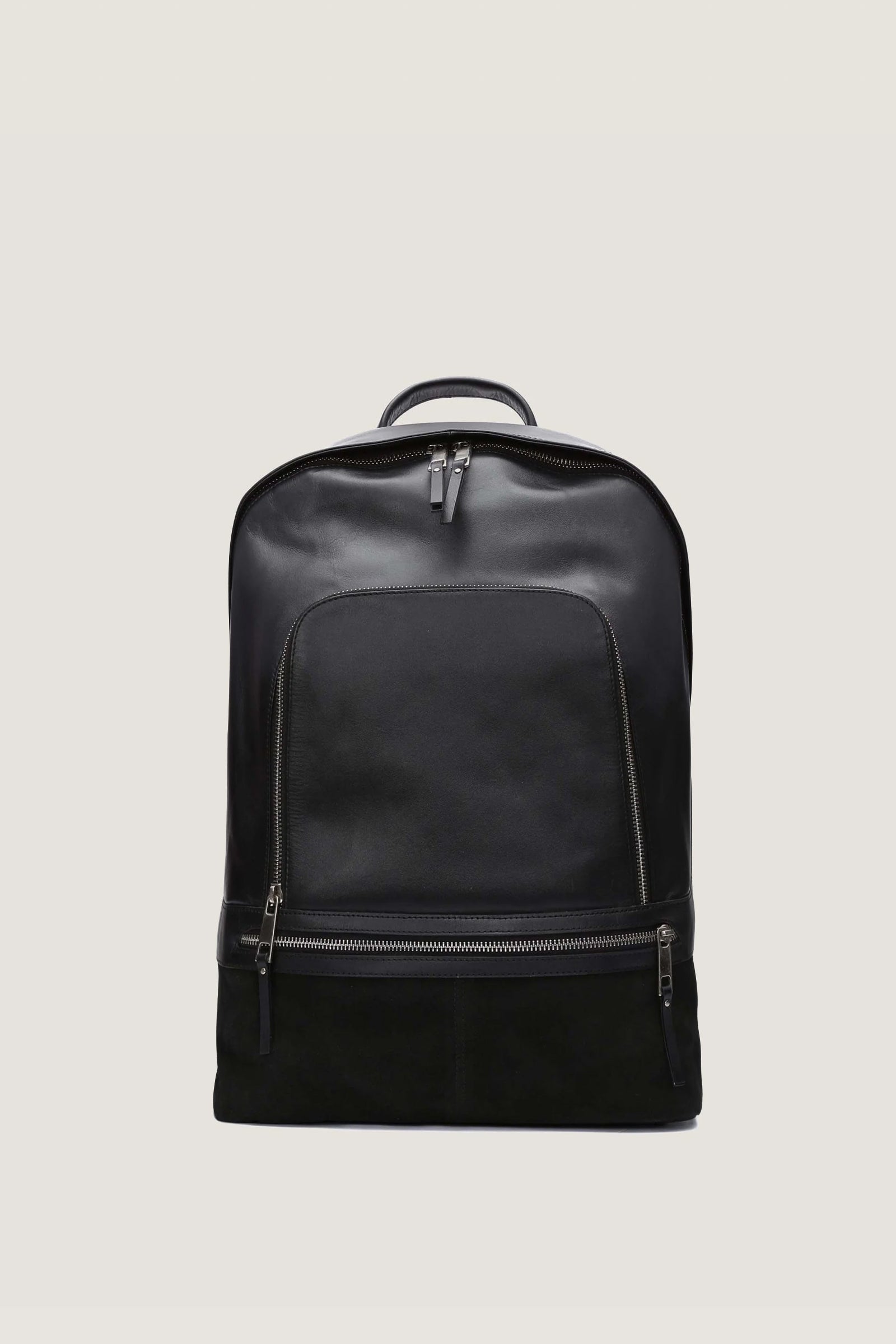Classic Leather Backpack | Black | Nappa and Suede Leather | Cotton ...